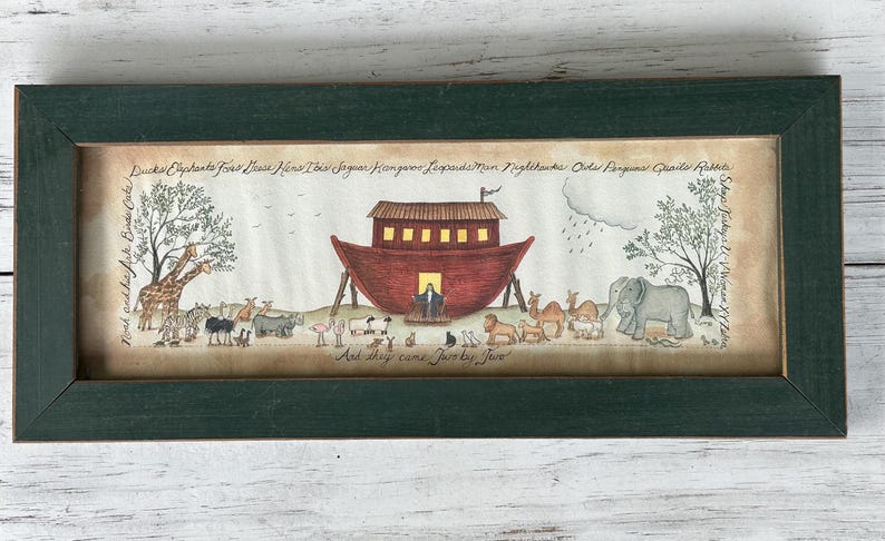 Vintage Noah's Ark ABC Print: Linda Spivey Art, Early 2000s Nursery ...