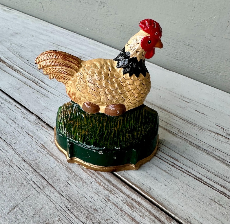 Vintage Cast Iron Chicken Door Stop - Rustic Country Decor - Etsy