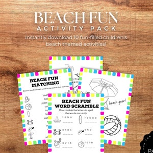 Printable Beach Activities, Beach Fun Activity Pack for Kids, Kids ...