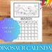 Dinosaur Colouring Calendar for Kids, Printable Calendar to Colour ...