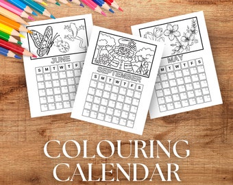 Dinosaur Colouring Calendar for Kids, Printable Calendar to Colour ...