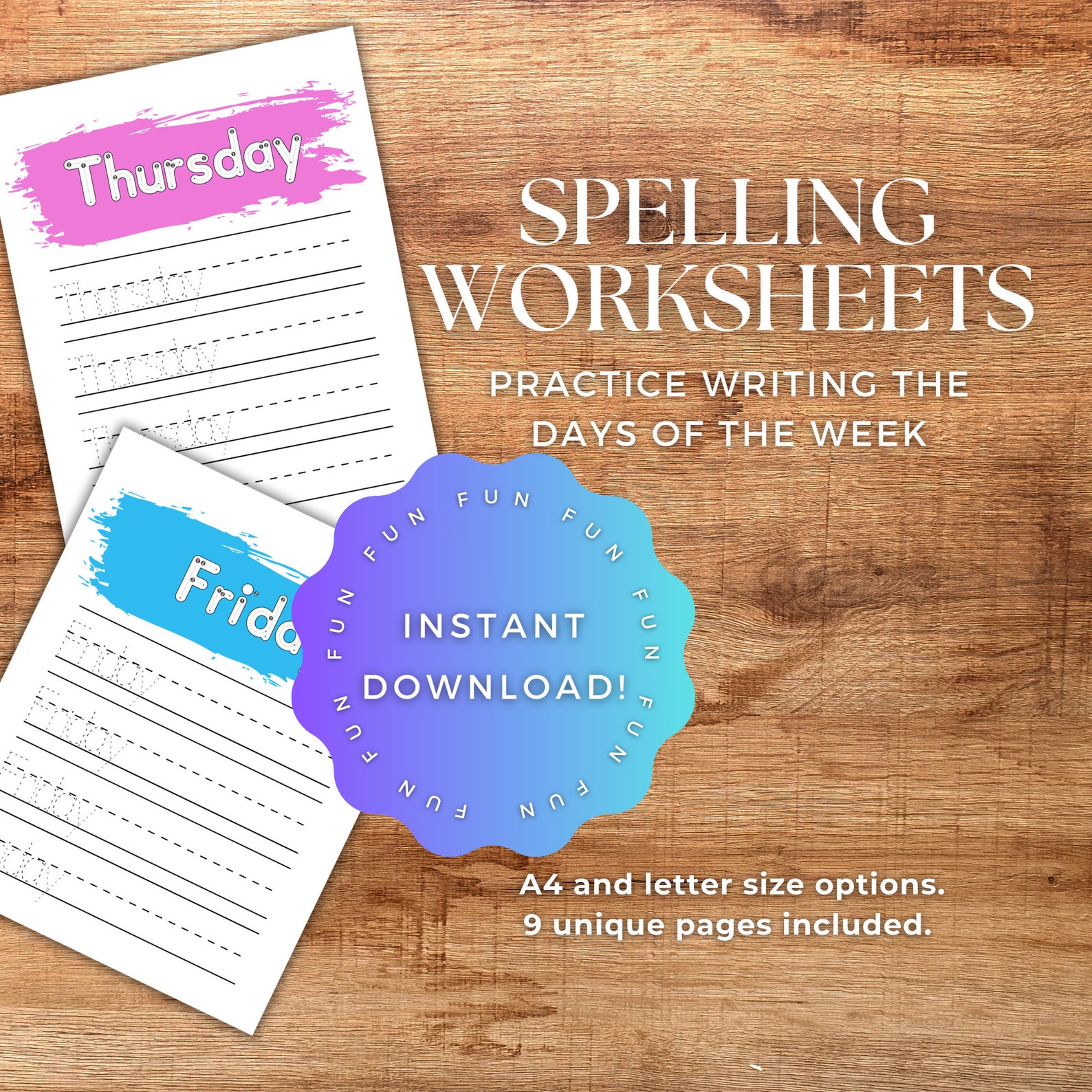 Days of the Week Spelling Worksheets, Spelling Activities for Kids ...