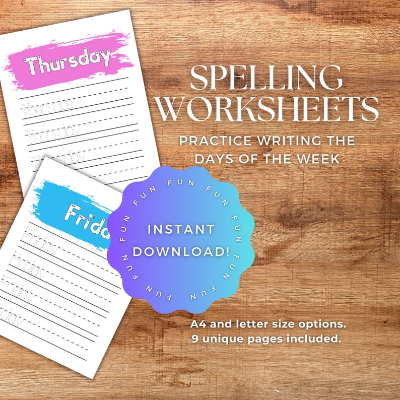 Days of the Week Spelling Worksheets, Spelling Activities for Kids ...