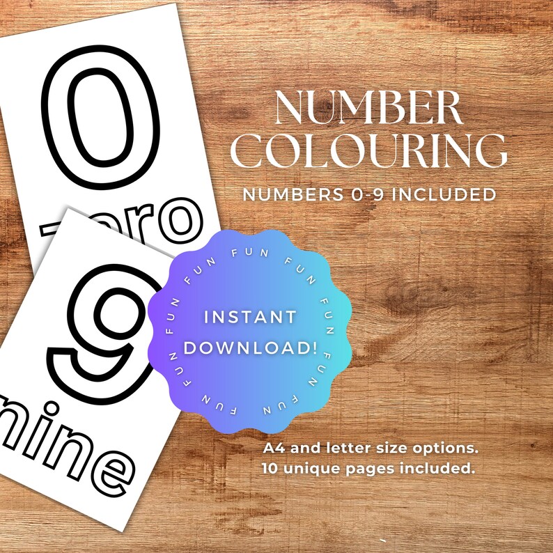 Number Colouring Sheets, Kids Colouring Activity, Preschool Numbers ...