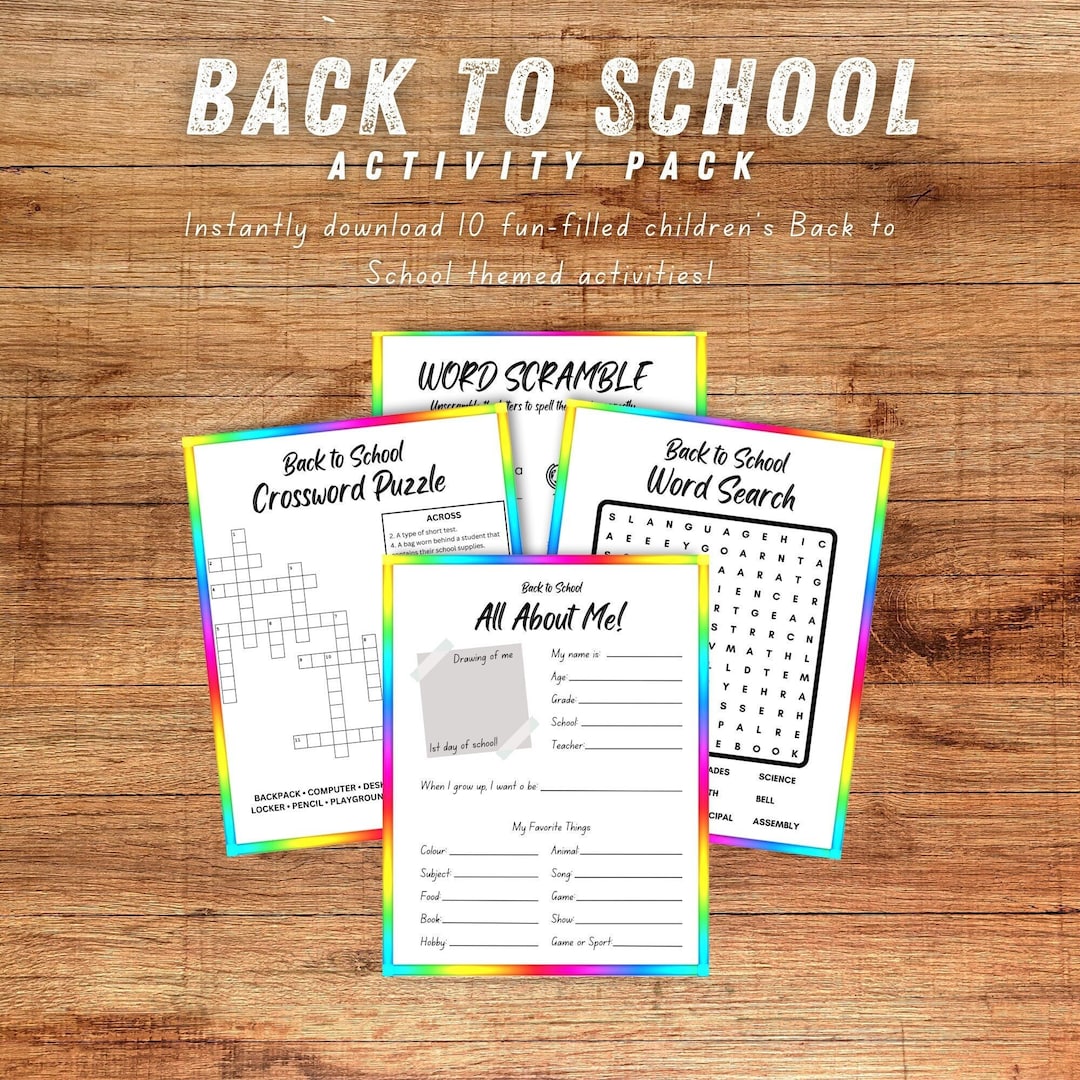 Kids Back to School Activity Pack, School Themed Activities, School ...
