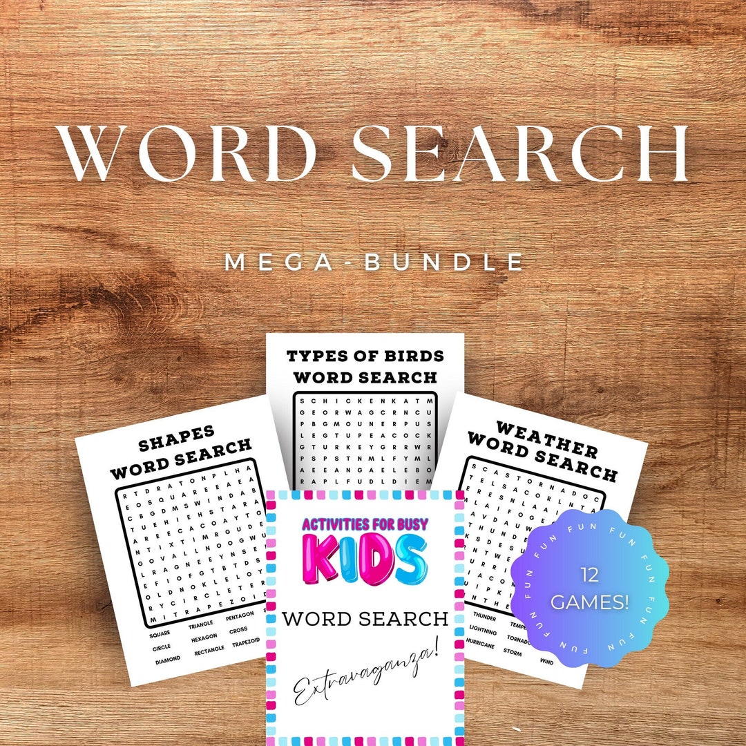 Kid Word Search Bundle, Word Activities for Kids, Word Searches, Word ...