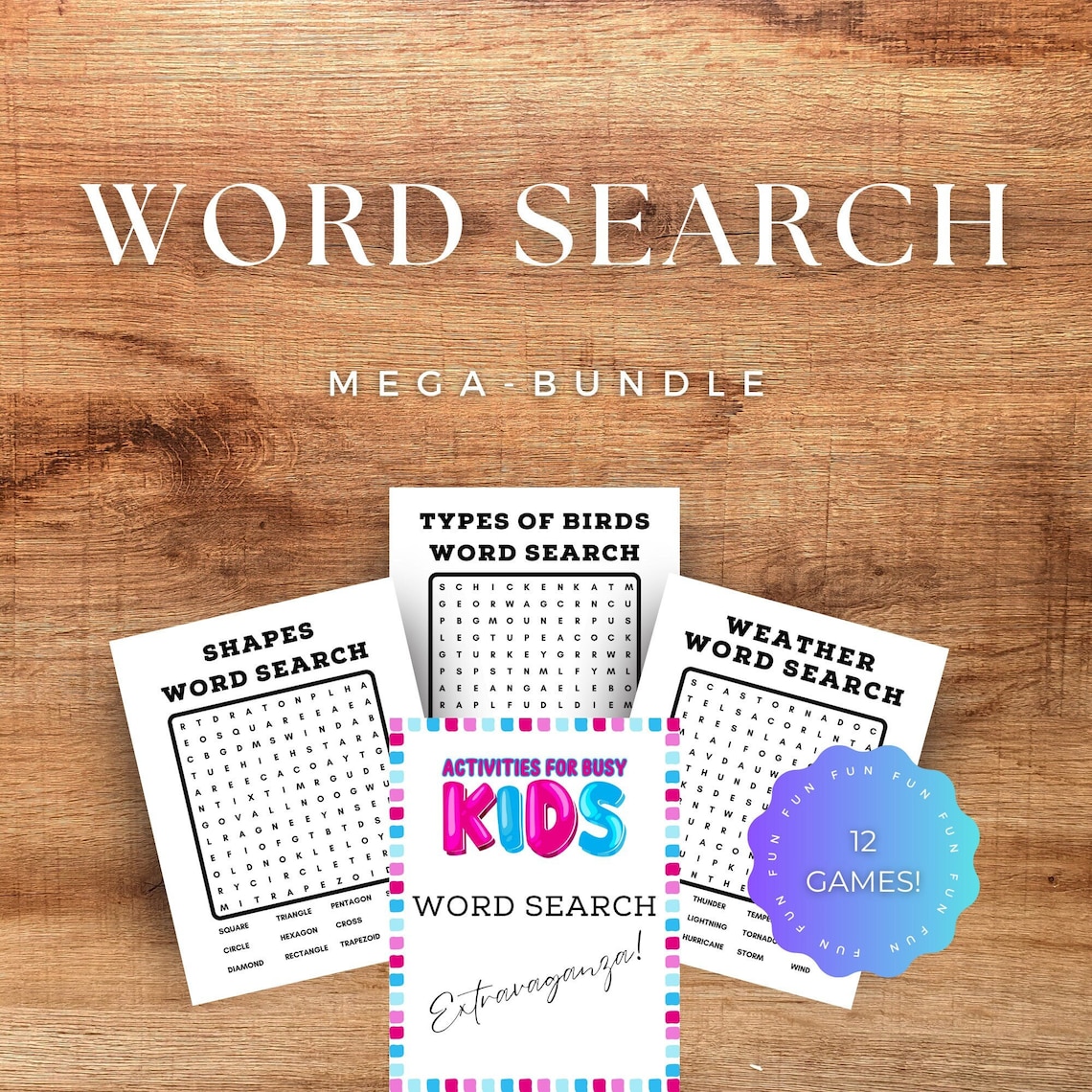 Kid Word Search Bundle, Word Activities for Kids, Word Searches, Word ...