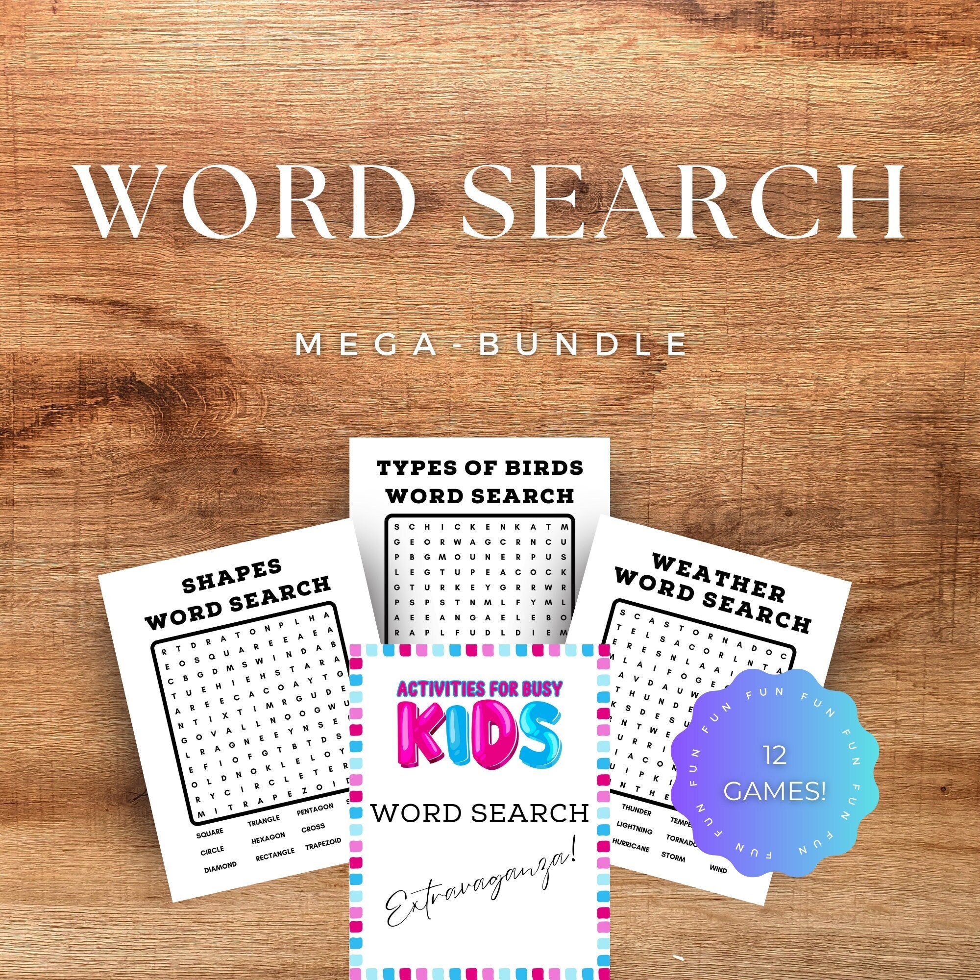 Kid Word Search Bundle, Word Activities for Kids, Word Searches, Word ...