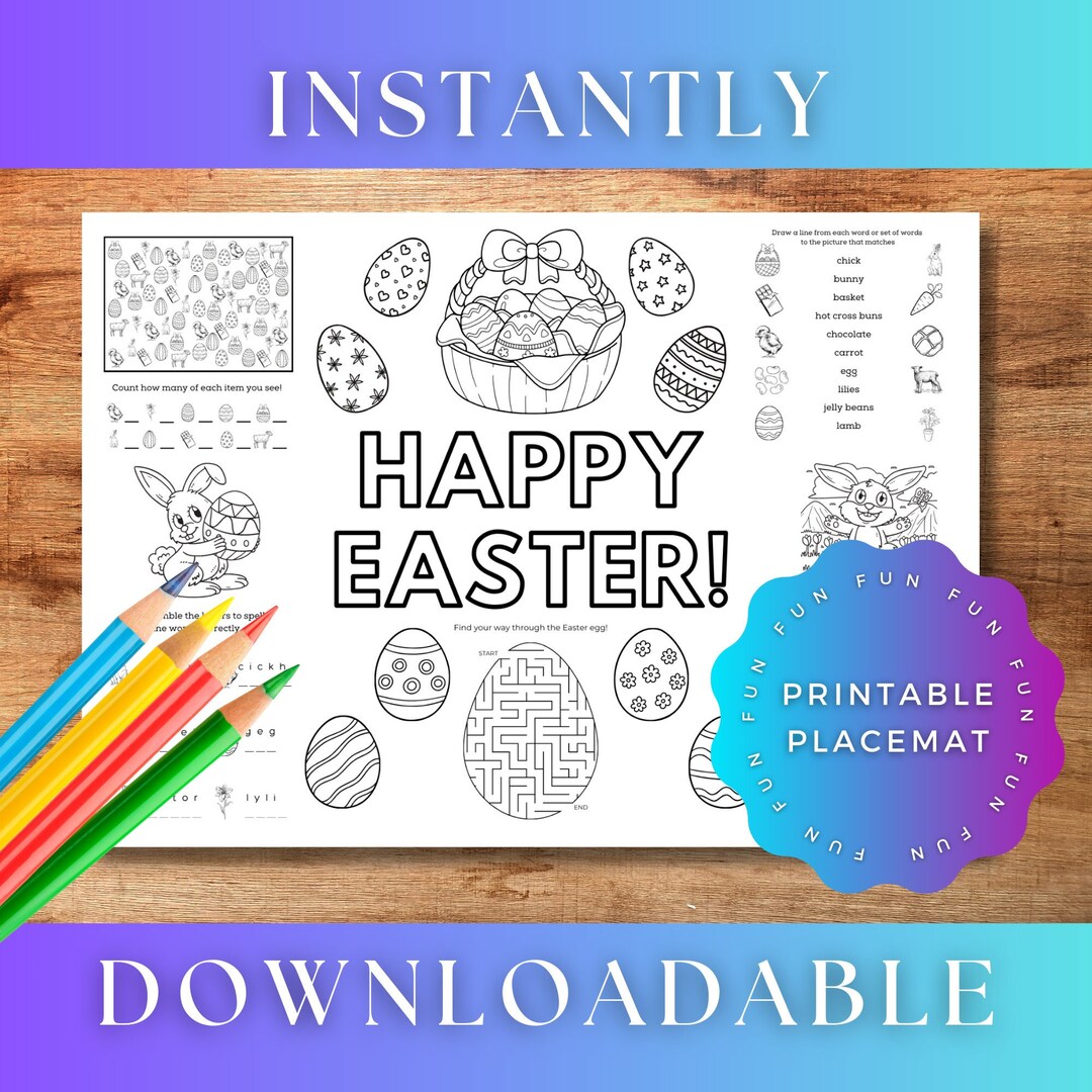 Printable Easter Activity Placemat, Easter Themed Activities, Easter ...