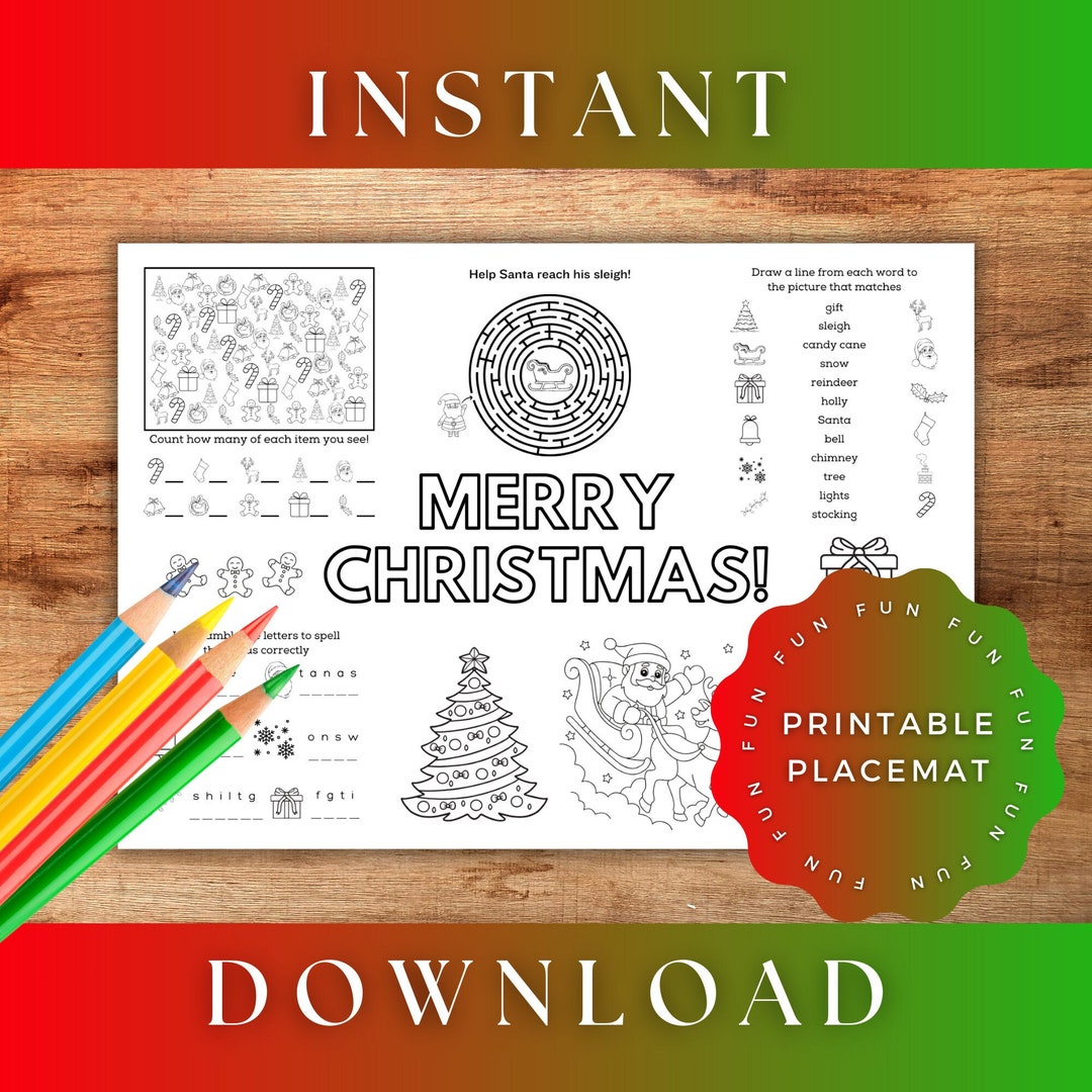 Printable Christmas Activity Placemat, Christmas Themed Activities ...