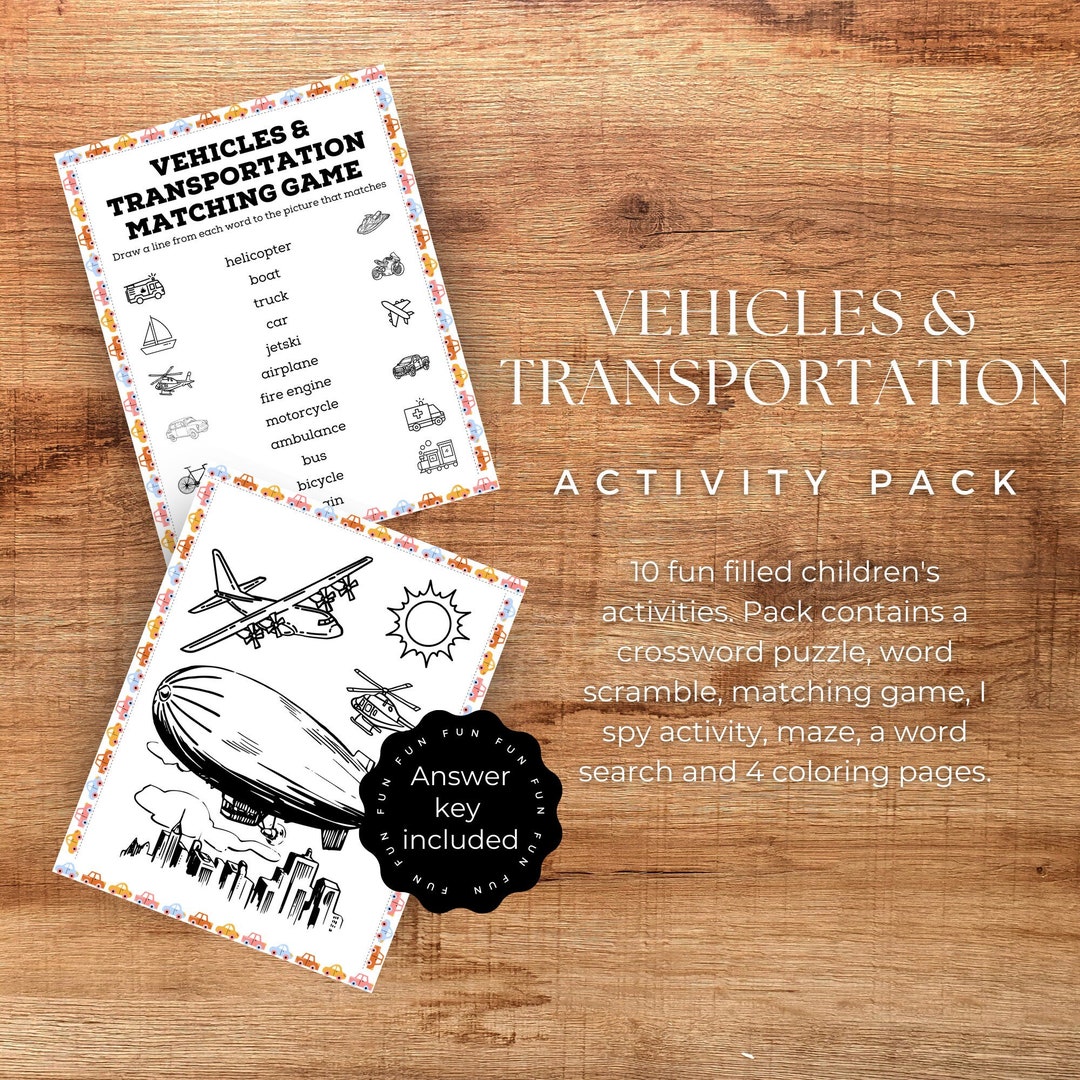 Vehicles Activities for Kids, Kids Vehicles Printable, Transportation ...