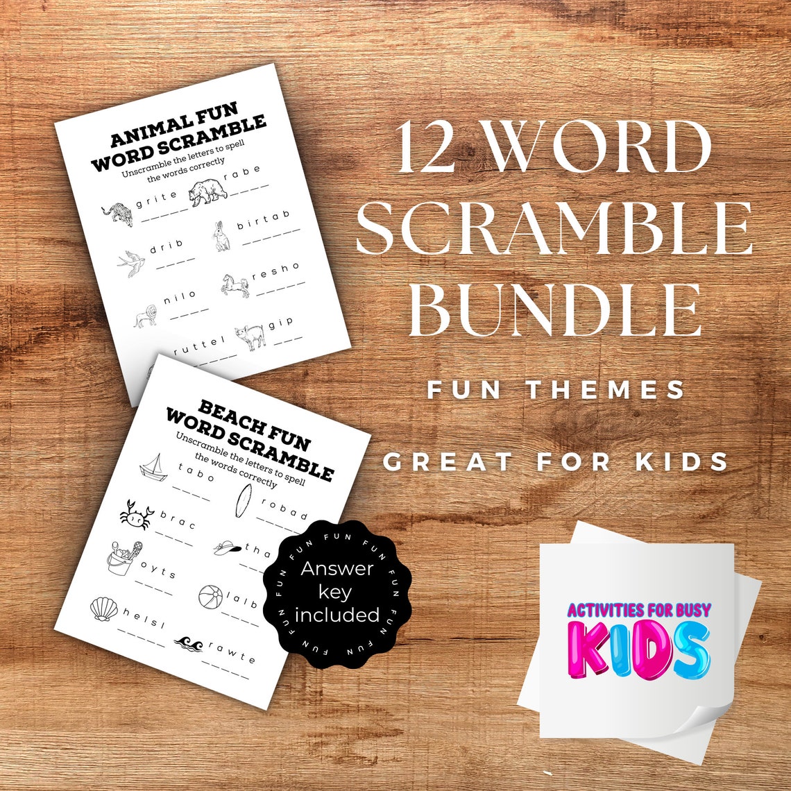 Printable Word Scramble Puzzles, Word Activities for Kids, Word ...