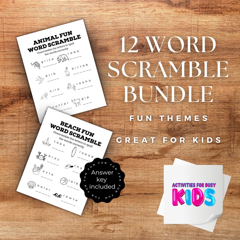 Printable Word Scramble Puzzles, Word Activities for Kids, Word ...