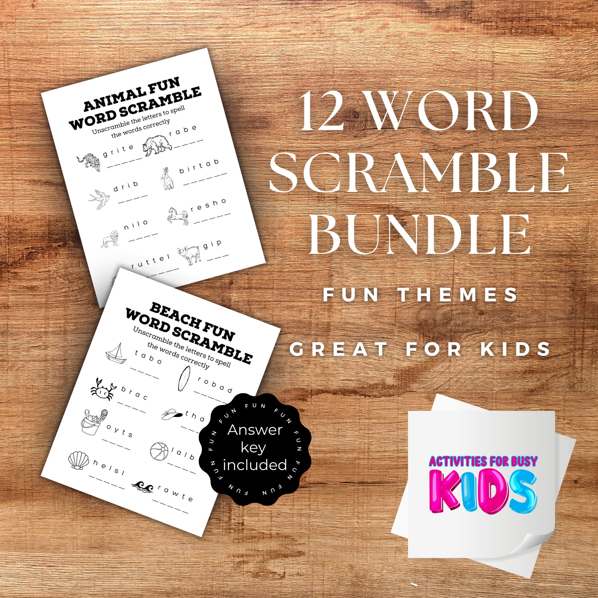 Printable Word Scramble Puzzles, Word Activities for Kids, Word ...
