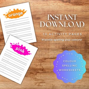 Spelling Worksheet Activity for Kids, Montessori Colours, Colour ...