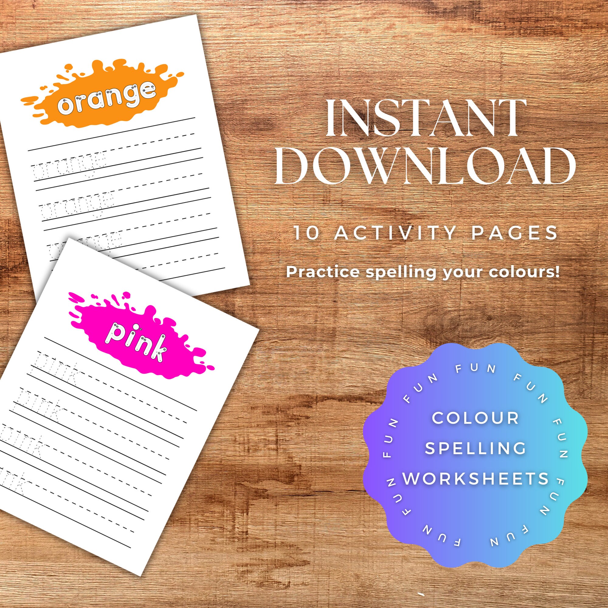 Spelling Worksheet Activity for Kids, Montessori Colours, Colour ...