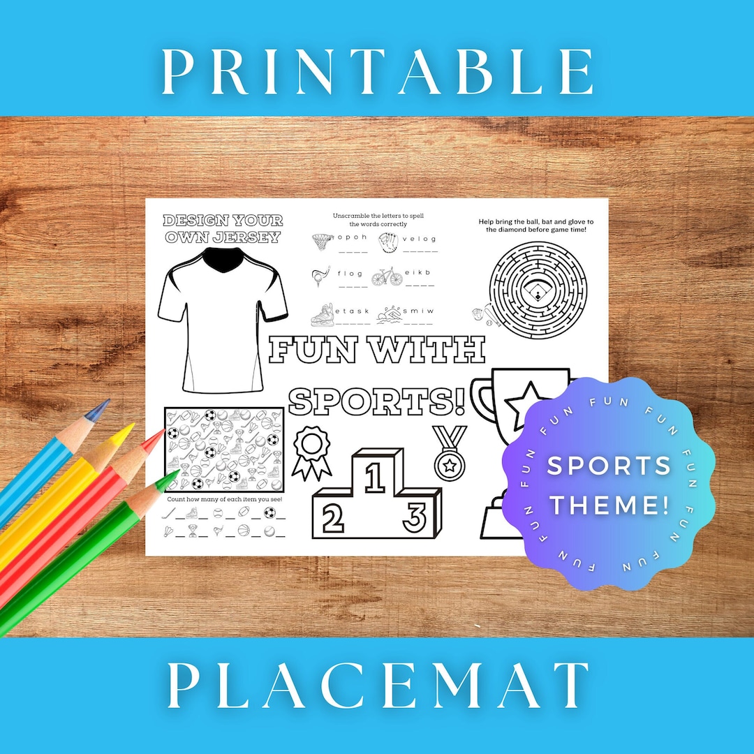 Printable Placemat, Sports Themed Activities, Sports Colouring ...