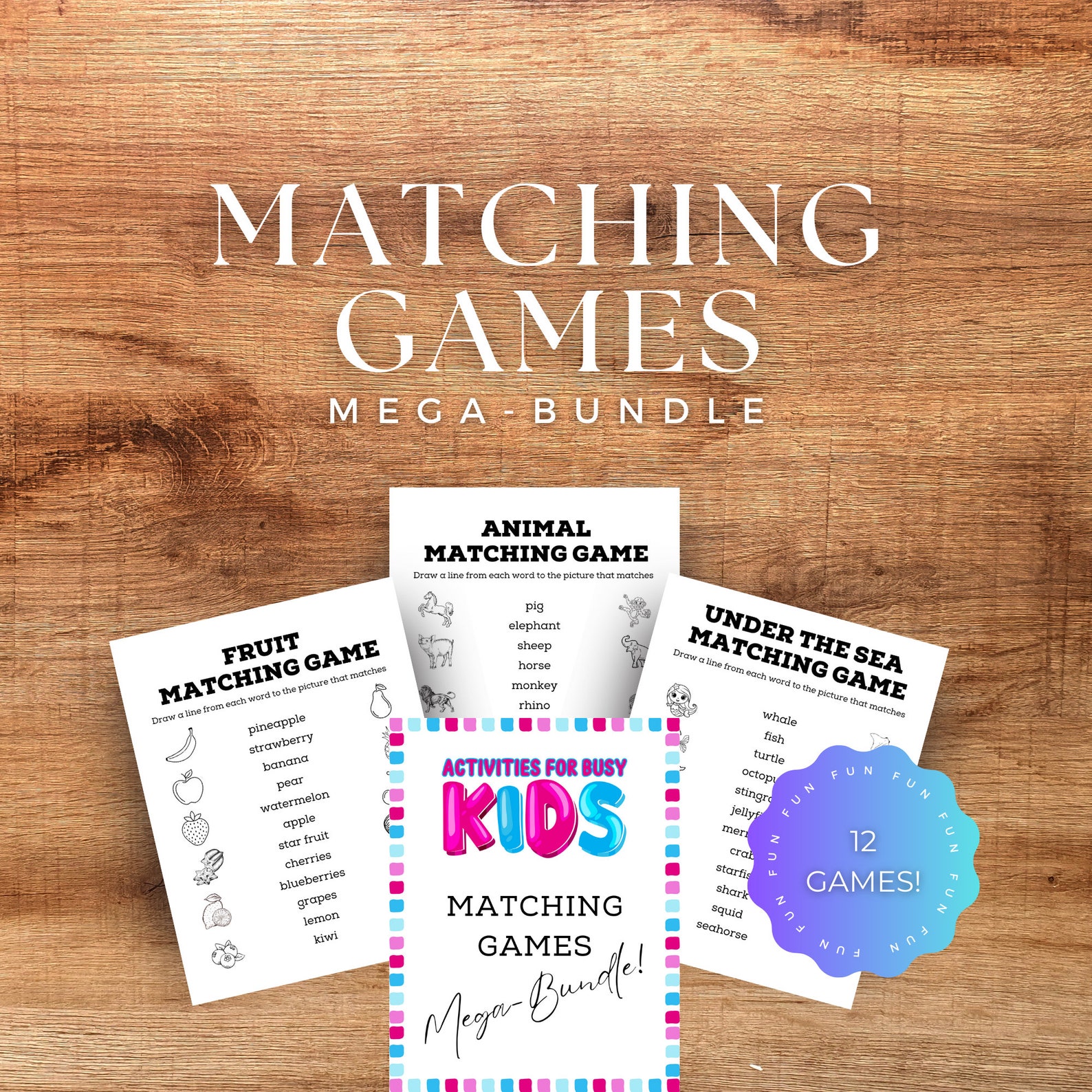 Printable Word Matching Puzzles, Word Activities for Kids, Matching ...