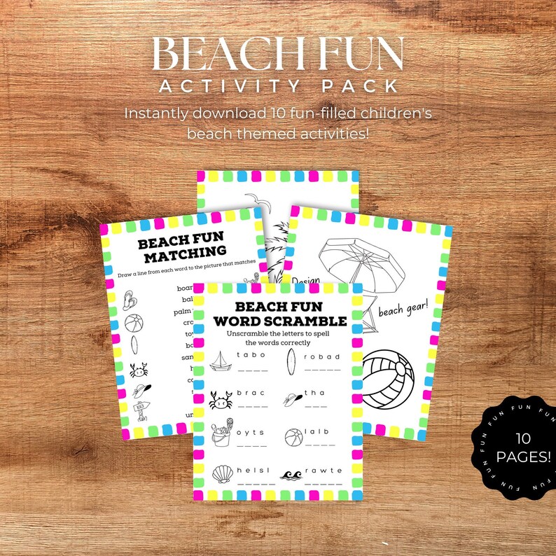 Printable Beach Activities, Beach Fun Activity Pack for Kids, Kids ...