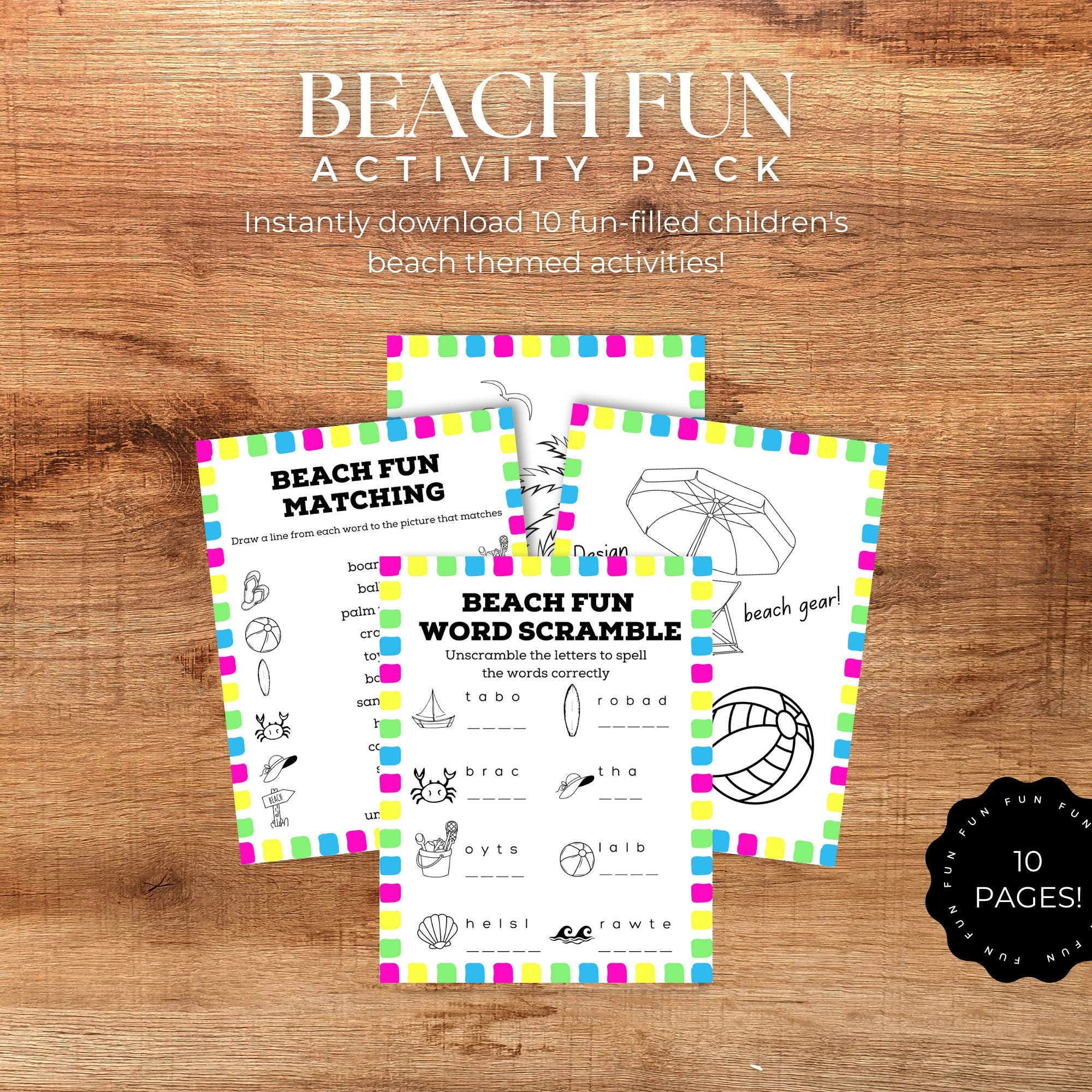 Printable Beach Activities, Beach Fun Activity Pack for Kids, Kids ...