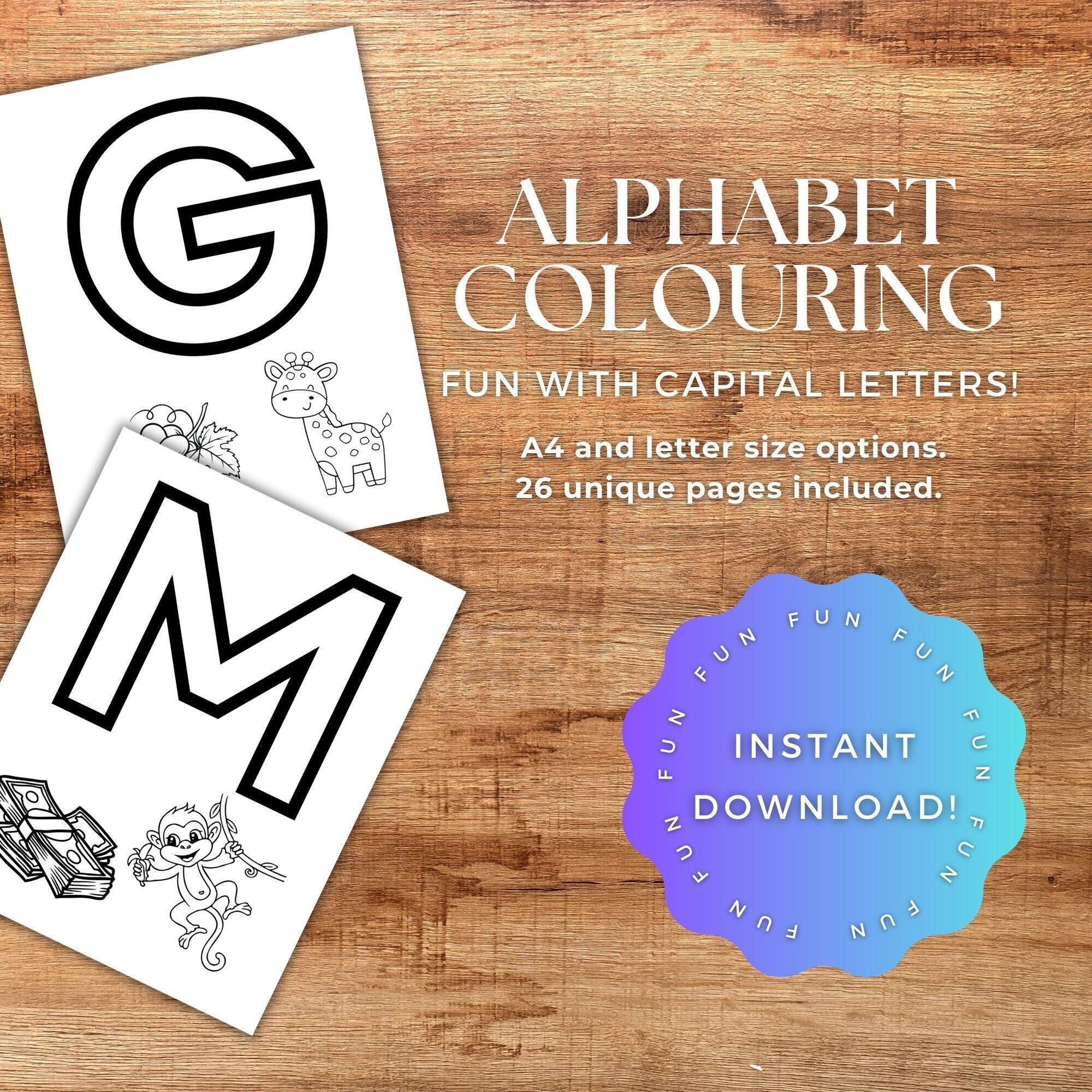 Alphabet Colouring Letter Colouring Kids Alphabet - Etsy