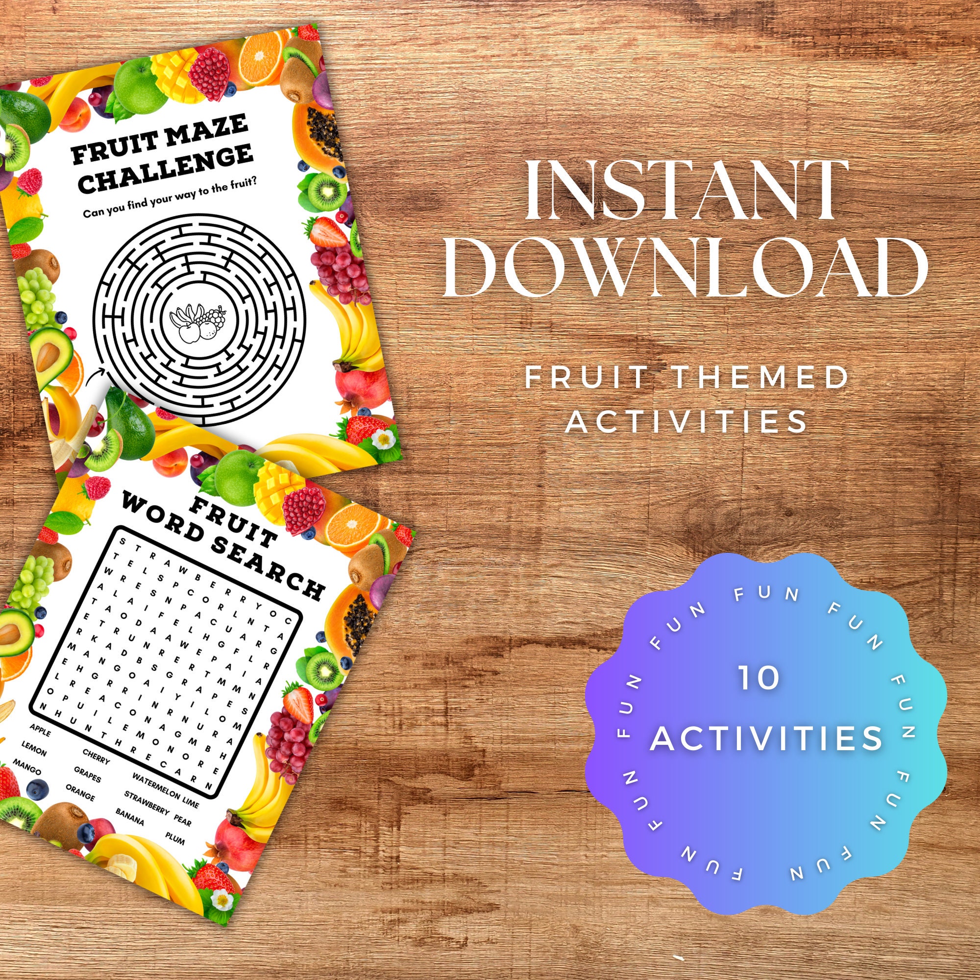 Kids Fruit Activities Printable Fruit Worksheets Fruit Games - Etsy