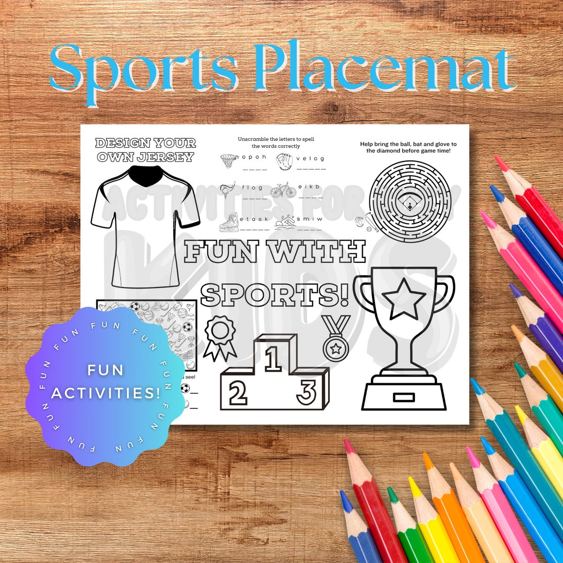 Printable Placemat, Sports Themed Activities, Sports Colouring ...
