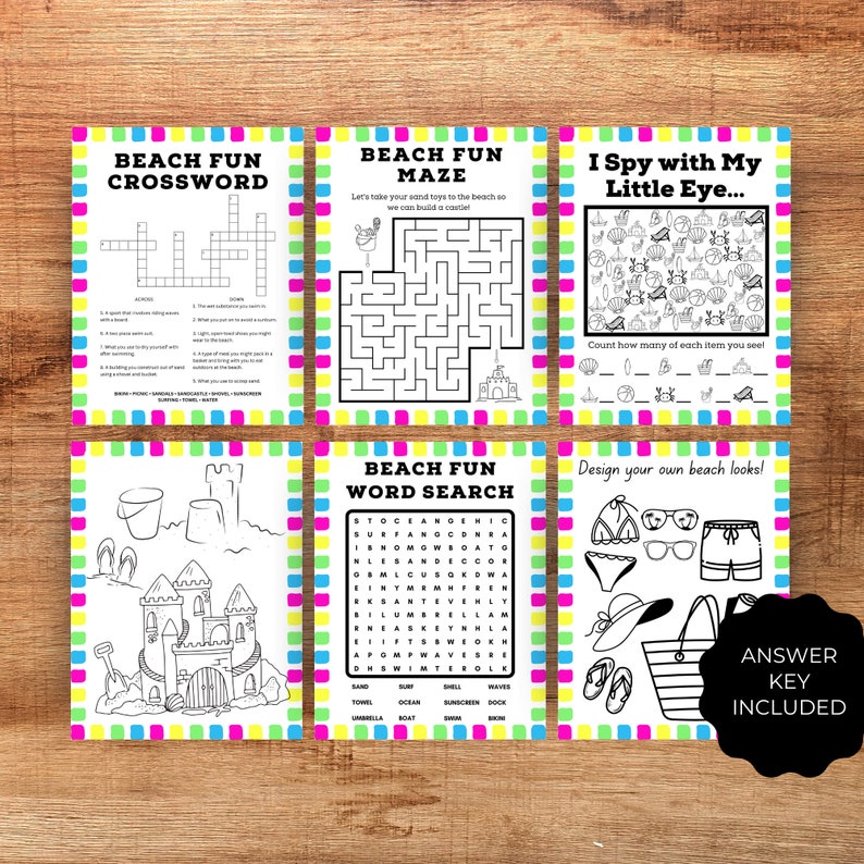 Printable Beach Activities, Beach Fun Activity Pack for Kids, Kids ...