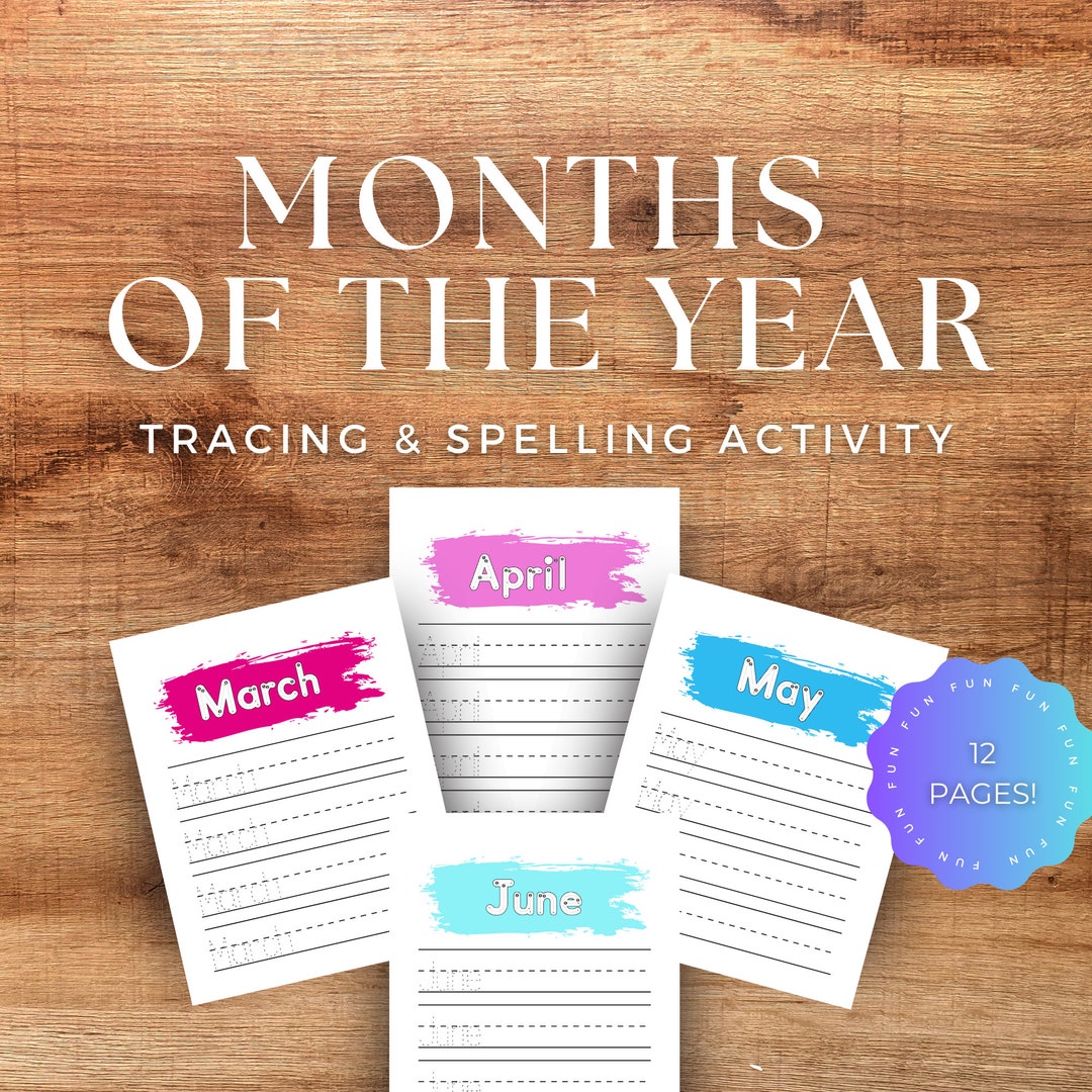 Month Spelling Worksheets, Spelling Activities for Kids, 12 Months ...