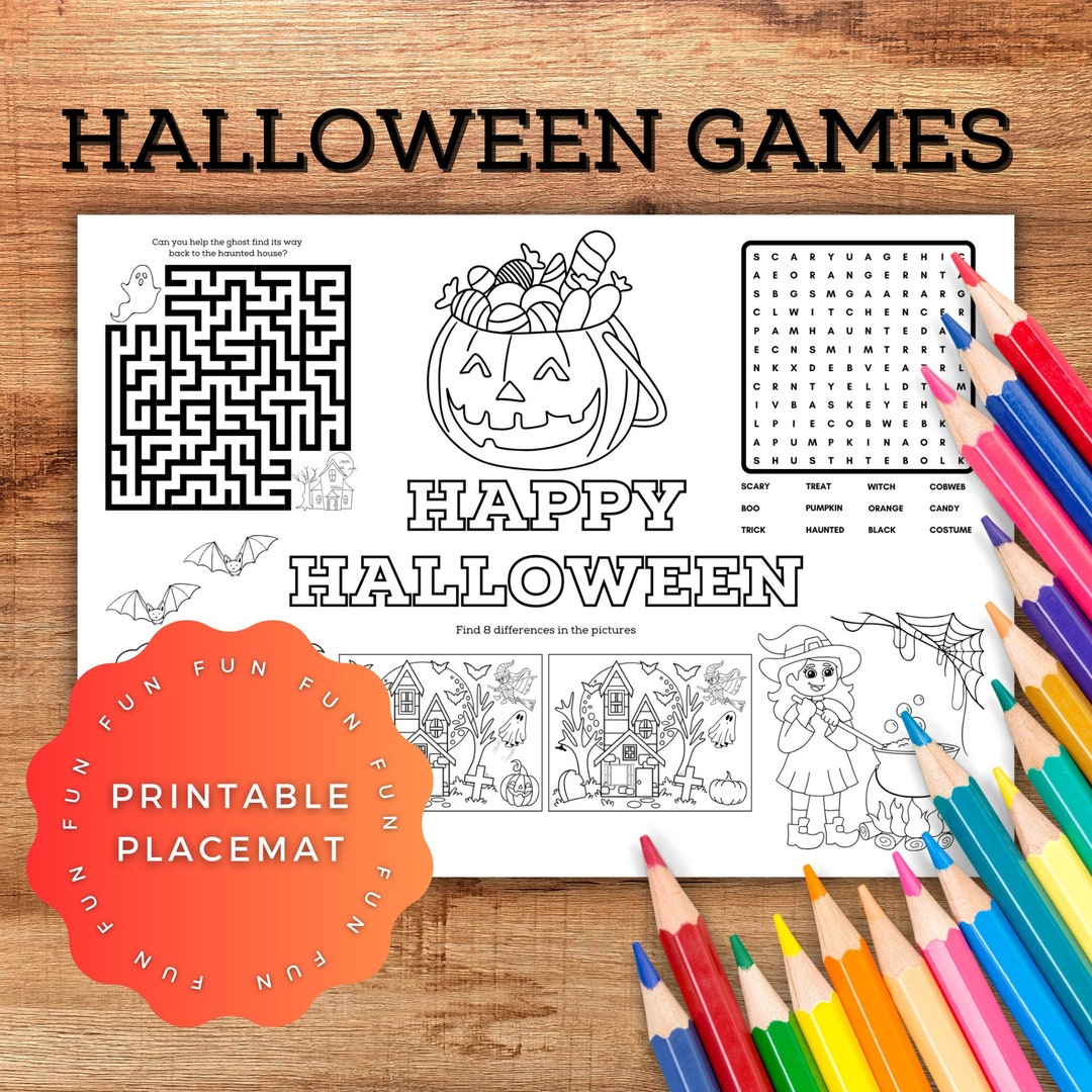 Printable Halloween Placemat, Halloween Themed Activities, Halloween ...