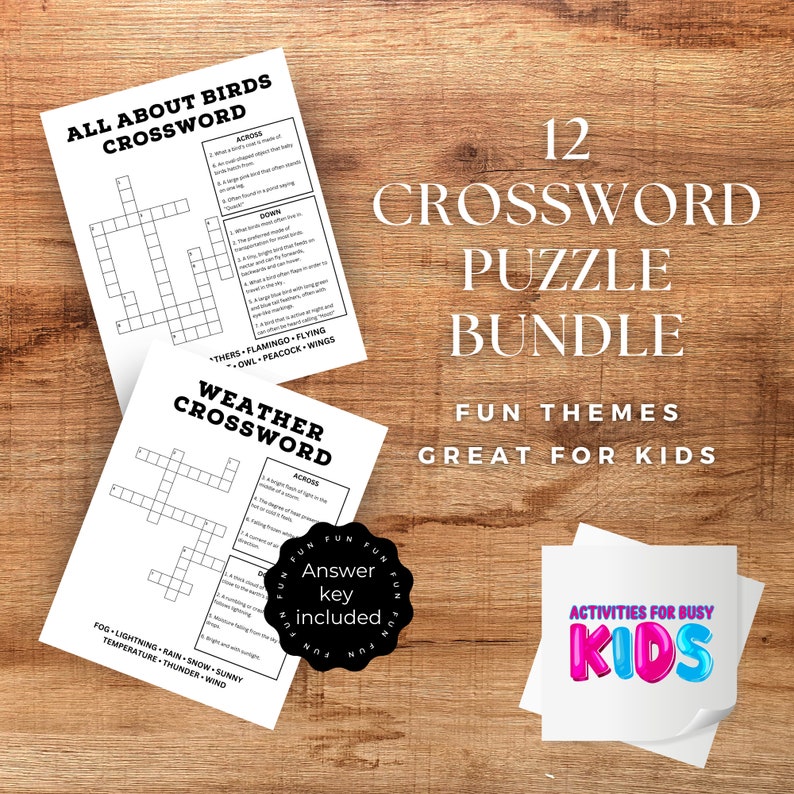 Printable Crossword Puzzles, Word Activities for Kids, Crossword Puzzle ...