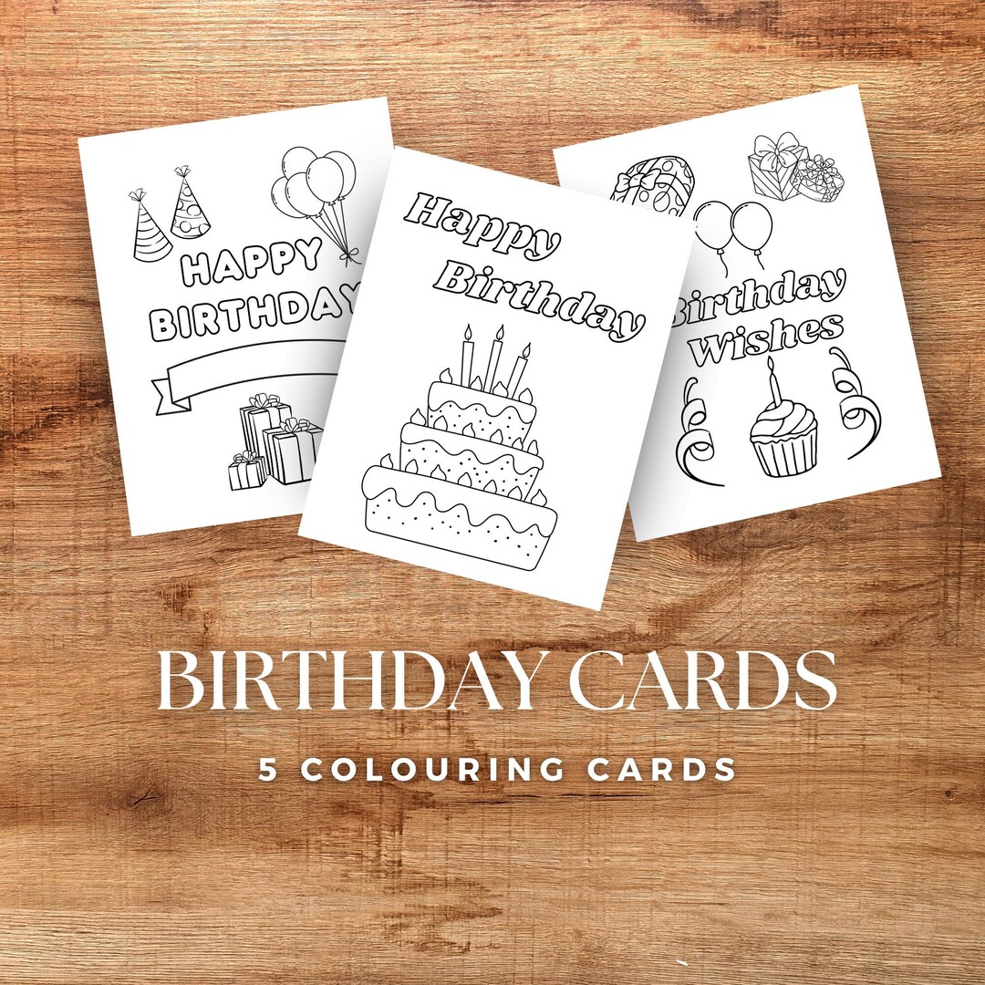 Birthday Card Activity for Kids, Kids Birthday Colouring Card, Birthday ...