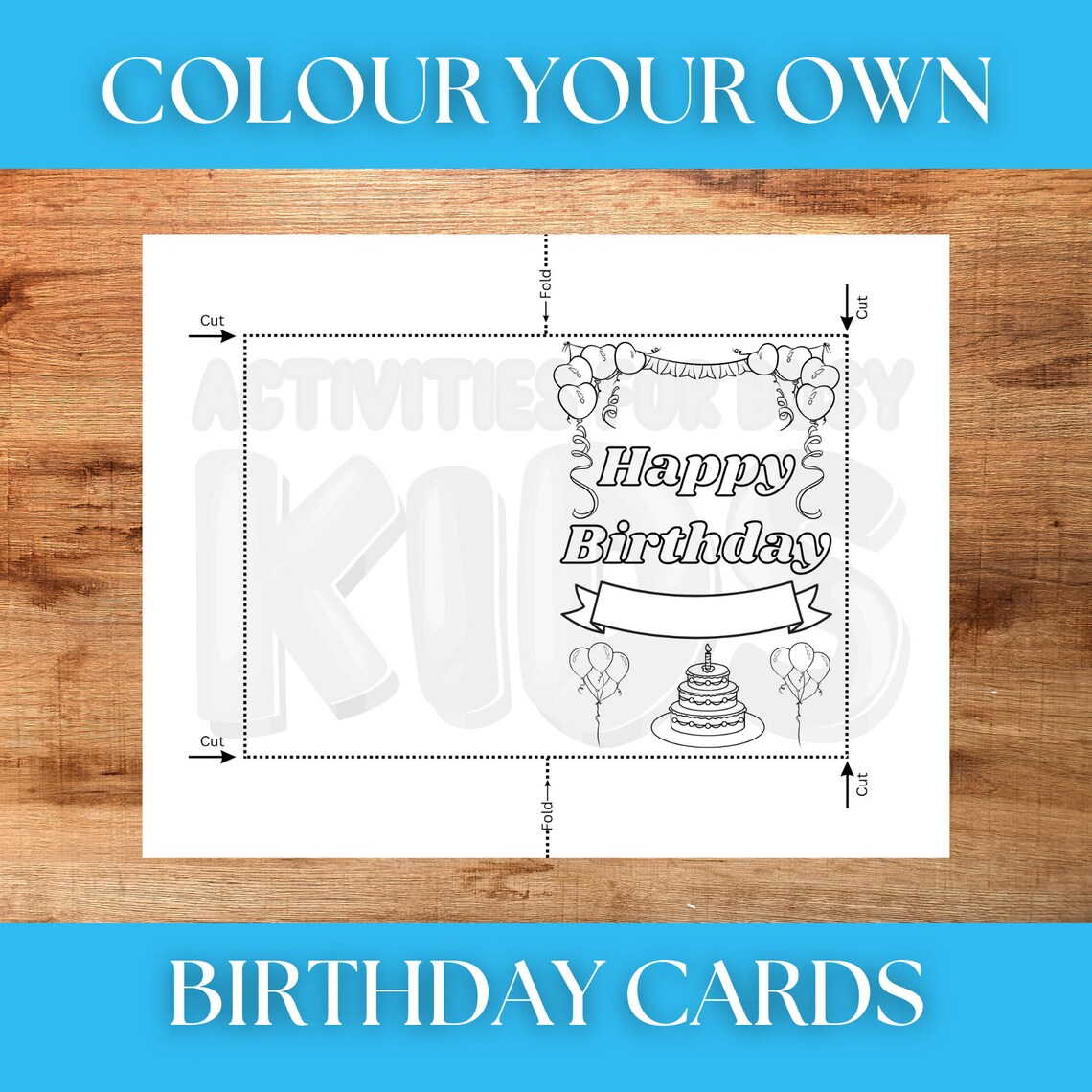 Birthday Card Activity for Kids, Kids Birthday Colouring Card, Birthday ...