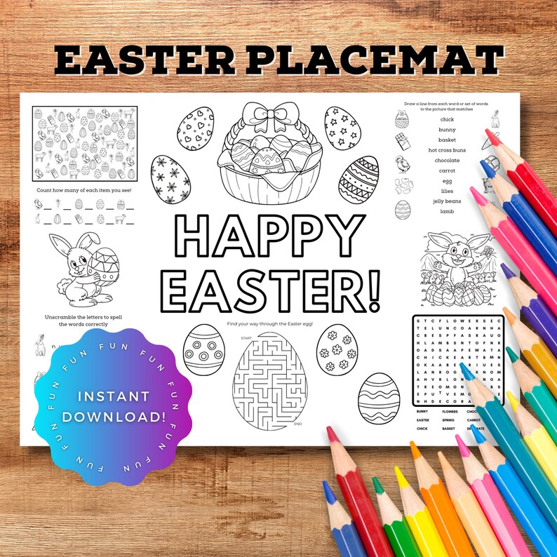 Printable Easter Activity Placemat, Easter Themed Activities, Easter ...