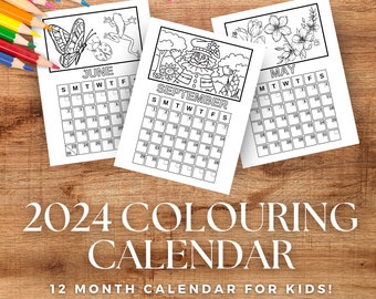 12 Month Colouring Calendar for Kids, Printable Calendar to Colour ...