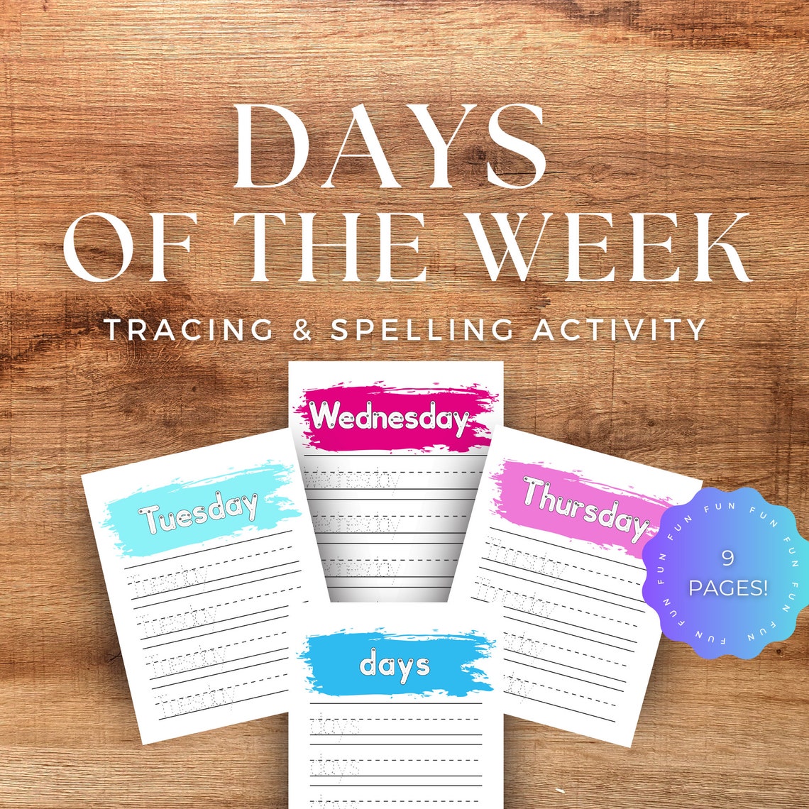 Days of the Week Spelling Worksheets, Spelling Activities for Kids ...