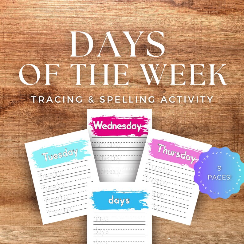 Days of the Week Spelling Worksheets, Spelling Activities for Kids ...
