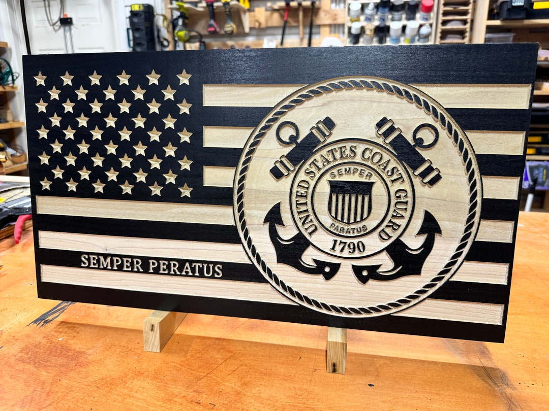 U.S. Flag With Coast Guard DIGITAL FILES for CNC and Vcarve Pro Svg ...