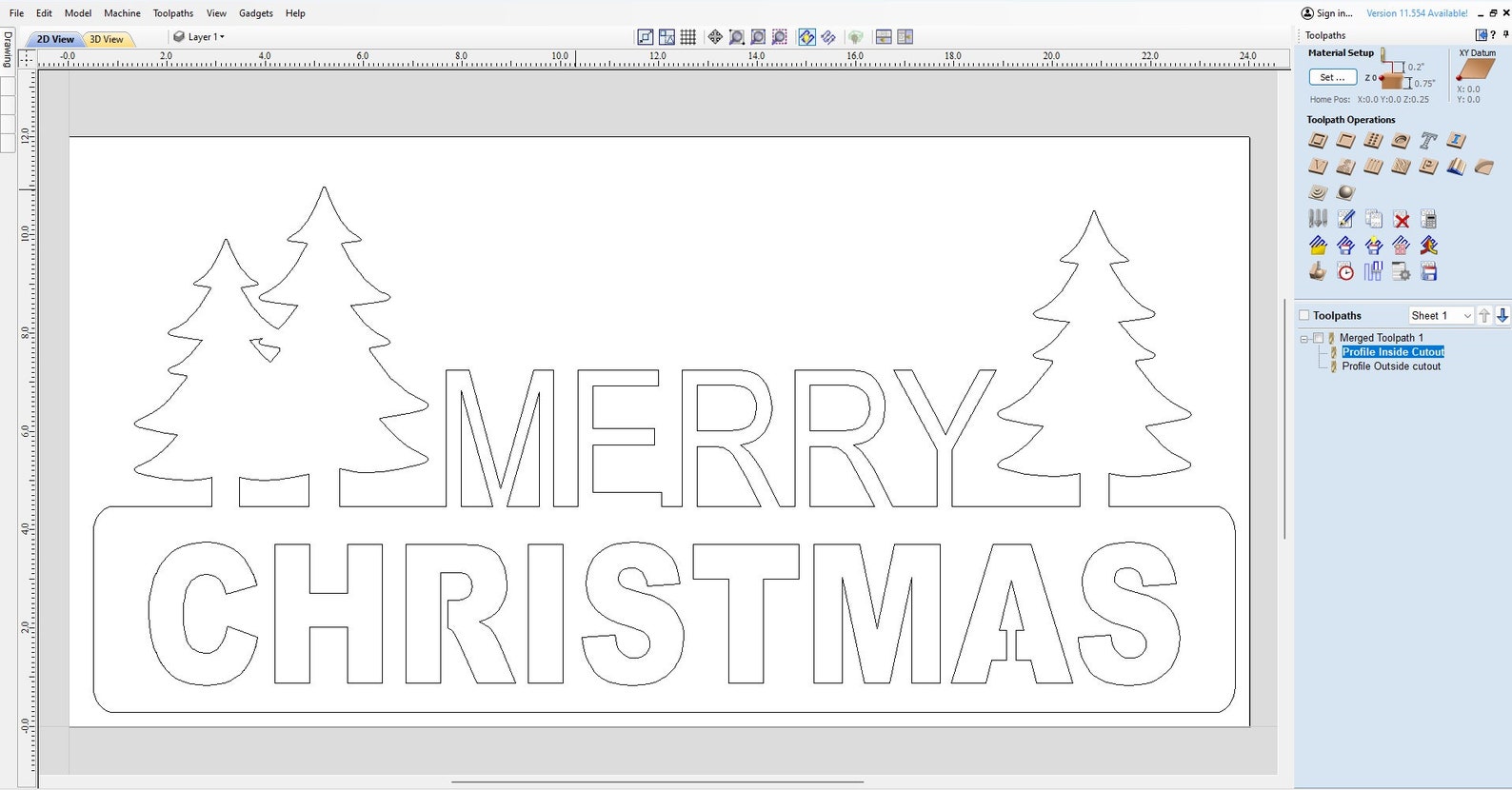 Merry Christmas Sign Digital File for CNC - 24"x12" Customizable Size ...