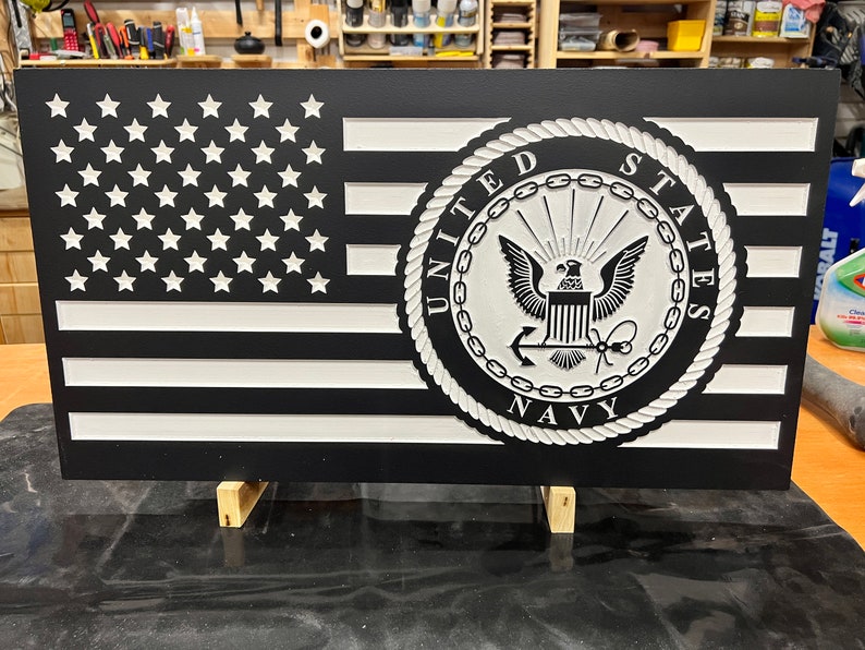 U.S. Flag With Navy Insignia DIGITAL FILES Svg , Crv , Dxf - Etsy