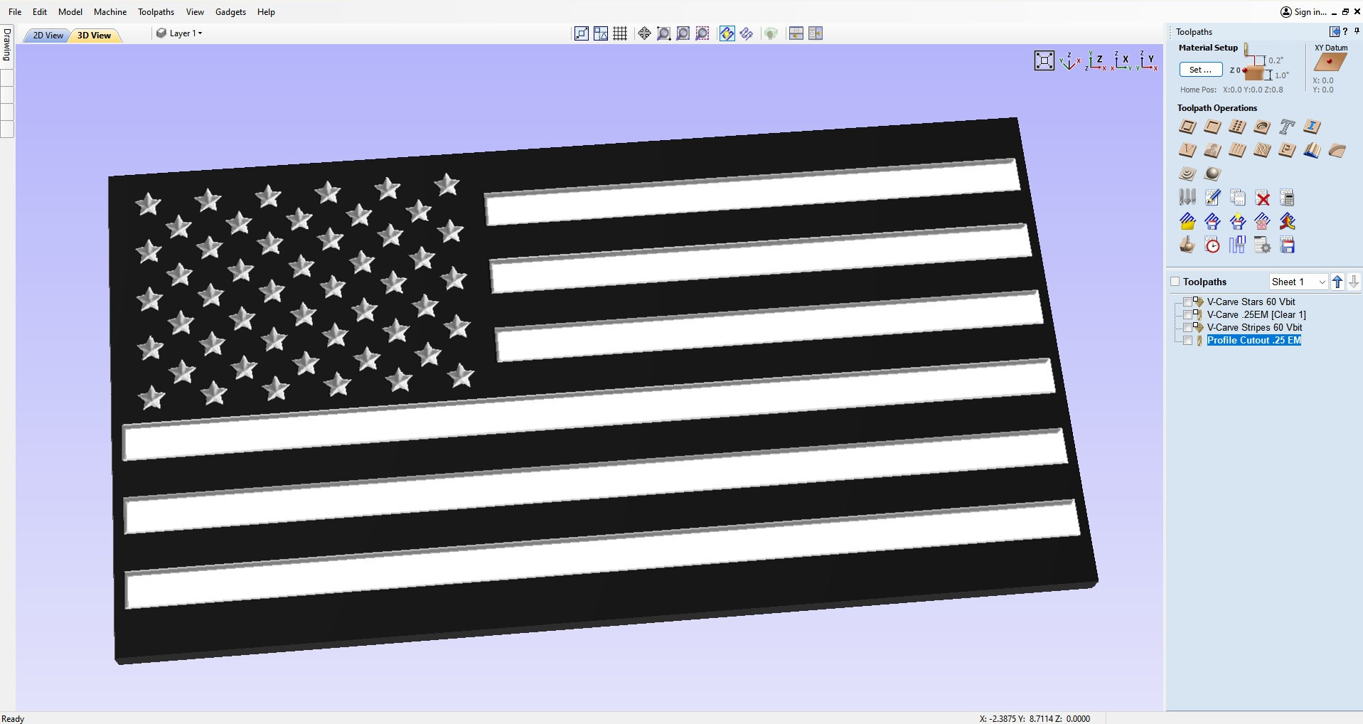 US Flag for Vcarve Pro and Onefinity - Digital File Only, Svg, Dxf, Crv ...