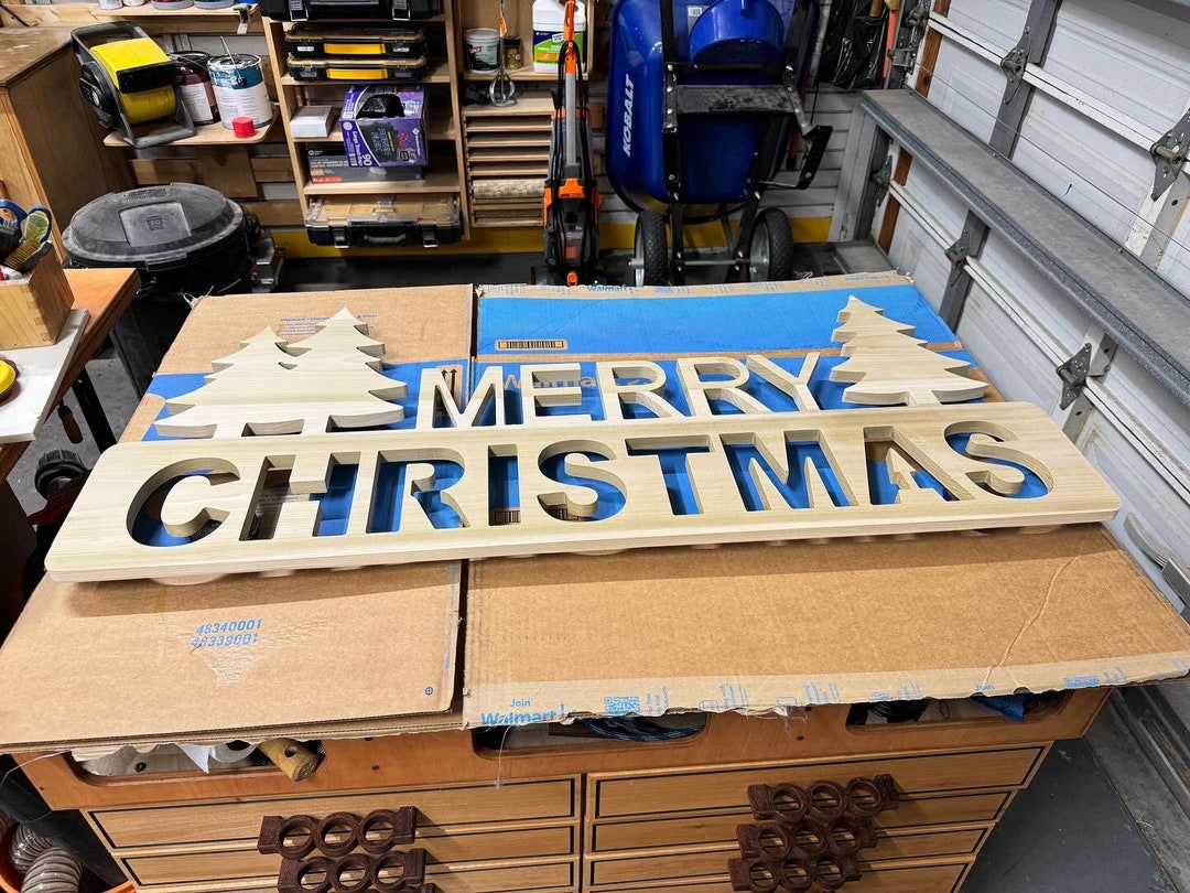 Merry Christmas Sign Digital File for CNC - 24"x12" Customizable Size ...