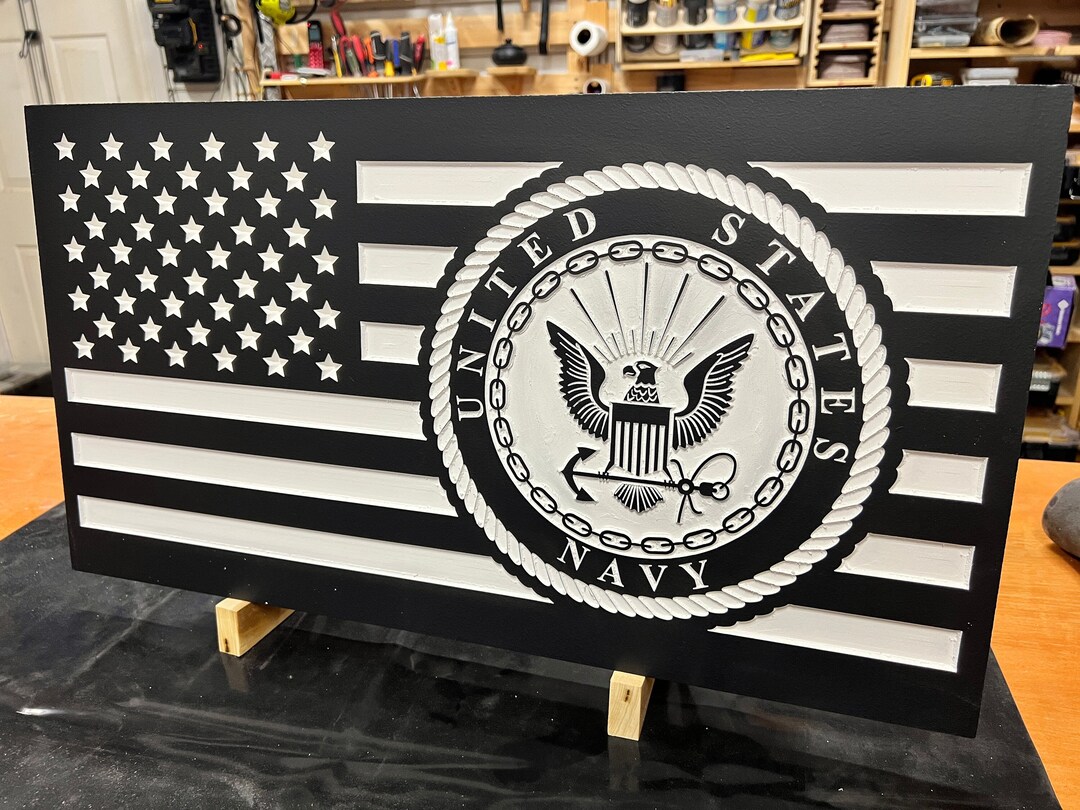 U.S. Flag With Navy Insignia DIGITAL FILES Svg , Crv , Dxf - Etsy