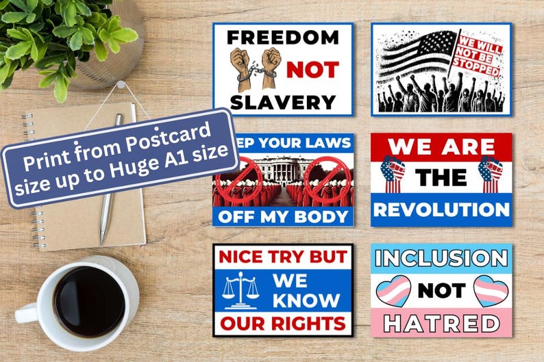 12 Printable Protest Signs, No Kings Boycott 2026, Anti Fascism ...