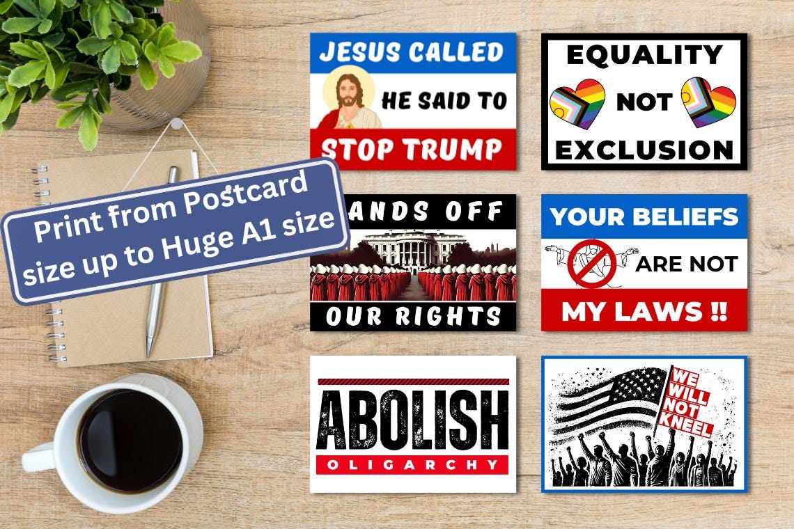 12 Printable Protest Signs, No Kings Boycott 2026, Anti Fascism ...
