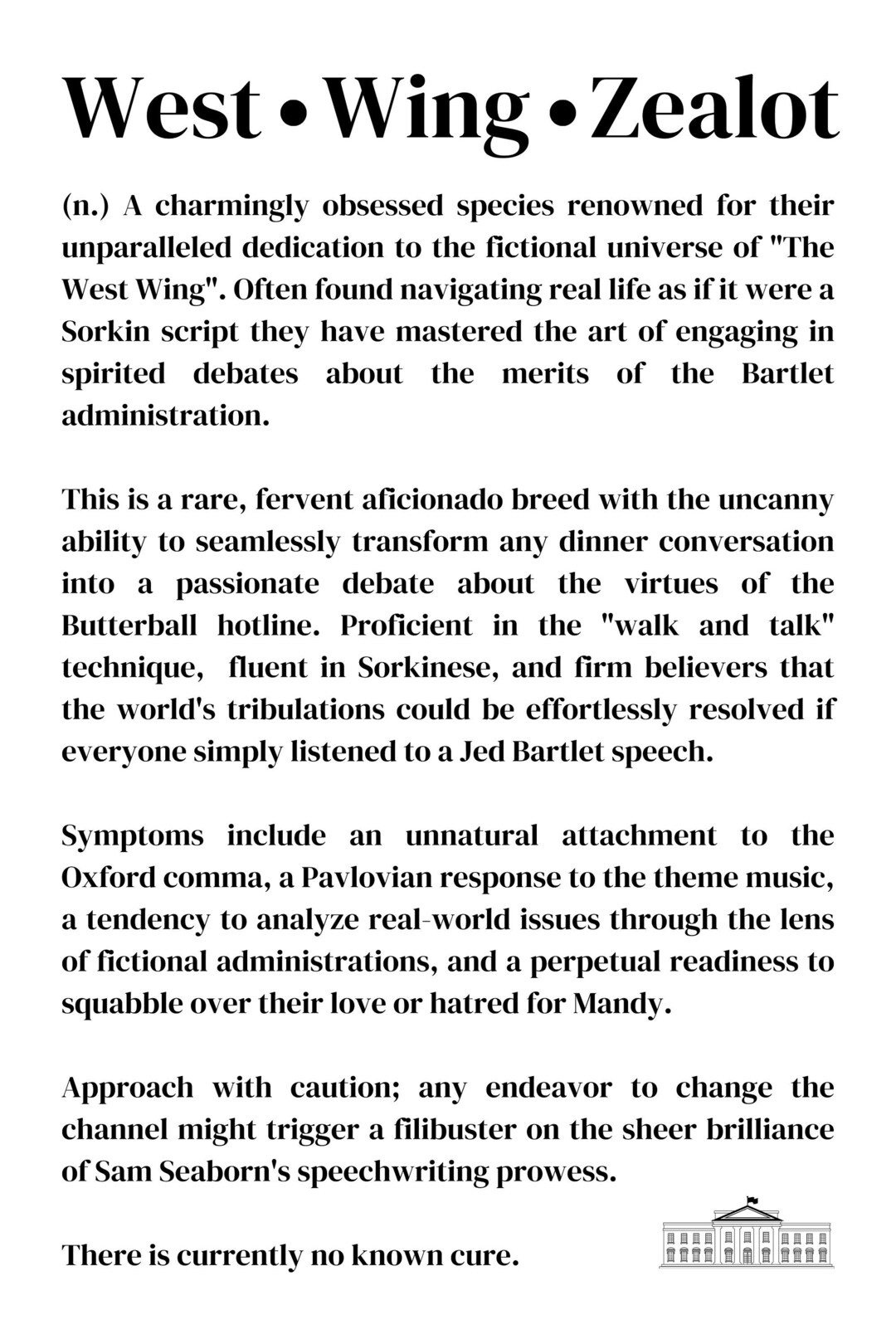 West Wing Printable Download Poster, West Wing Zealot, Political ...