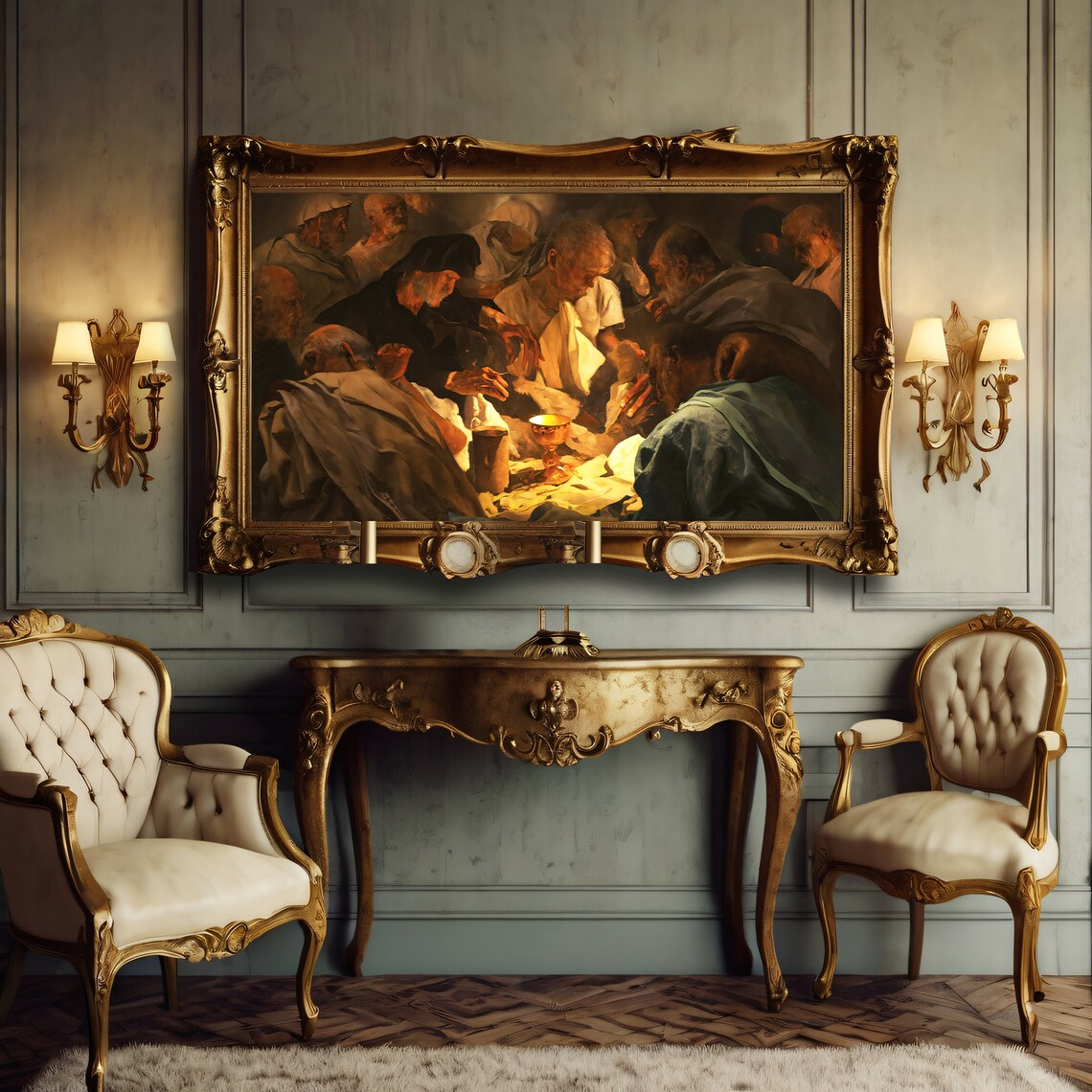 Candlelit Gathering Renaissance-style Landscape | Classic Old Masters ...