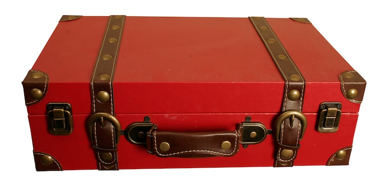Red Faux Leather Suitcase - Etsy