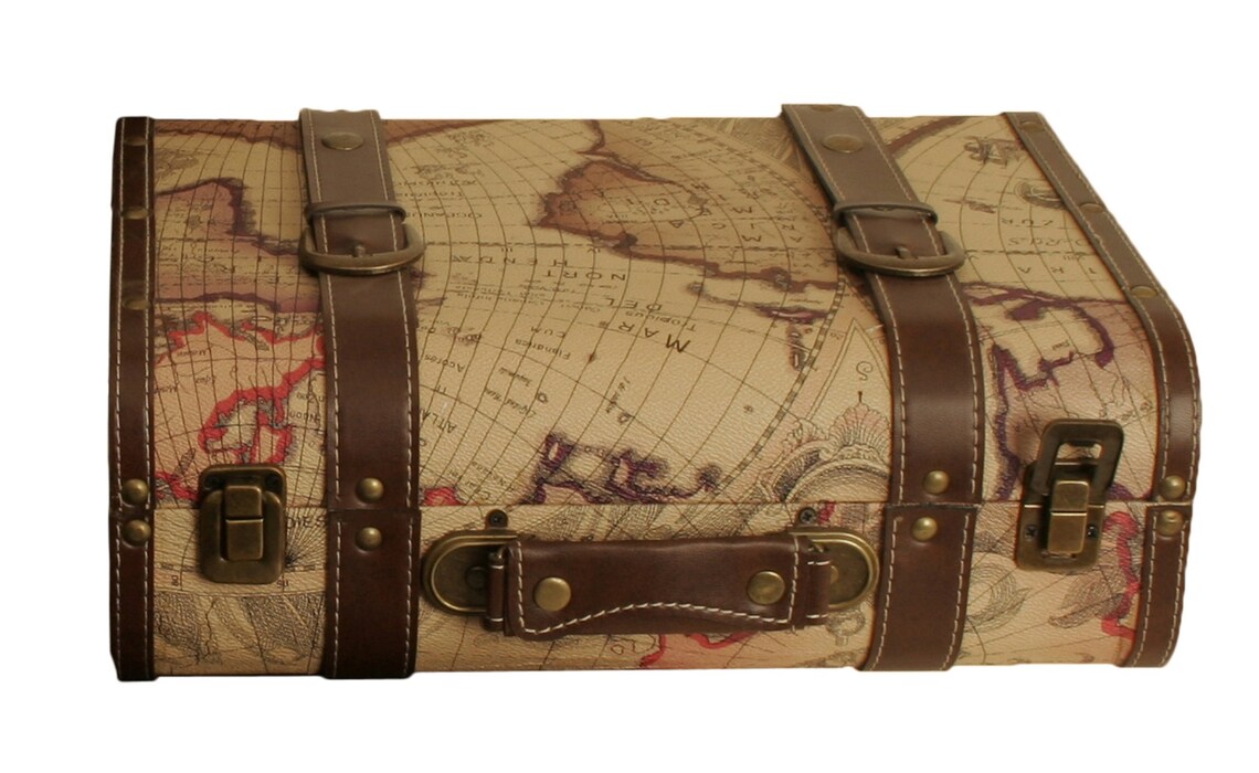 Suitcase Map Faux Leather - Etsy