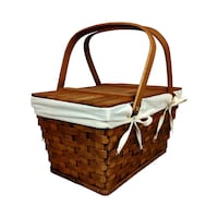Vintage Rindge Basket Square Woven Picnic Basket Farmhouse Decor ...